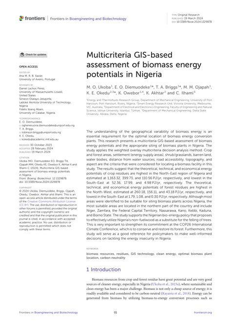 Pdf Multicriteria Gis Based Assessment Of Biomass Energy Potentials In Nigeria