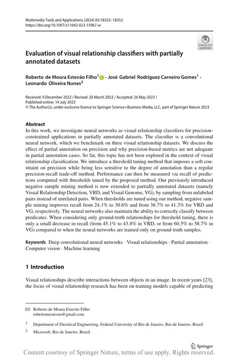 Evaluation Of Visual Relationship Classifiers With Partially Annotated Datasets