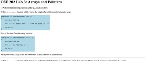 Solved Cse 202 Lab 3 Arrays And Pointers Perform The