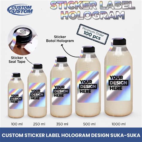 Jual Cetak Sticker Label Botol Hologram Custom Print Stiker Kemasan Botol Minuman Kopi Coffee