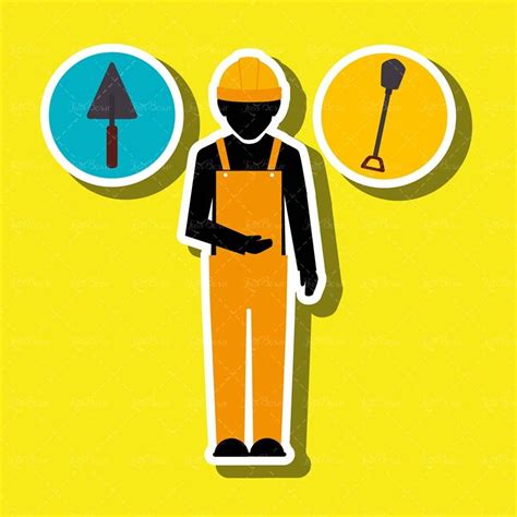 وکتور آدمک بنا بنایی بیلچه کمچه کلاه ایمنی کار لباس کار ایران طرح