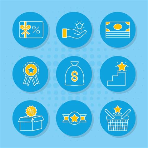 로열티 프로그램 아이콘 모음 프리미엄 벡터