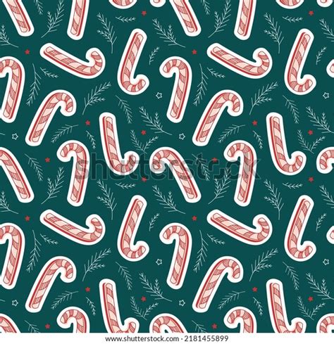 Seamless Christmas Vector Pattern Candy Canes Stock Vector Royalty