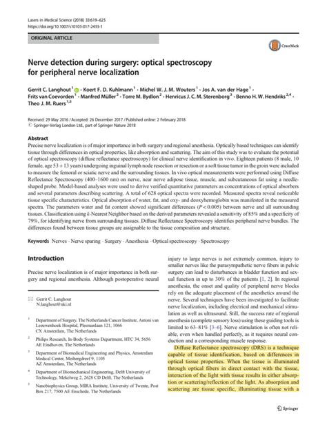 Nerve Detection During Surgery Optical Spectroscopy For Peripheral Nerve Localization Pdf