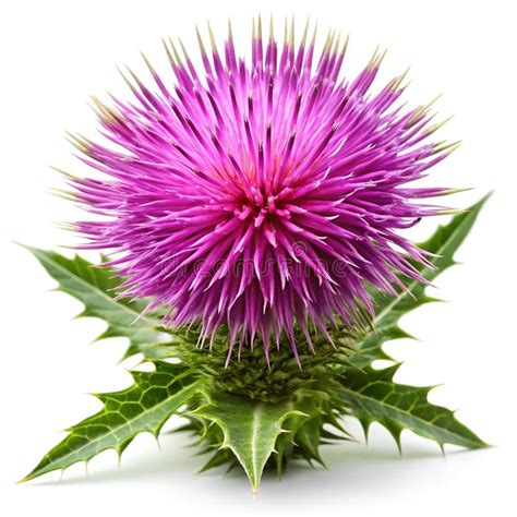 Laurel Leaved Thistle On White Background Stock Illustration