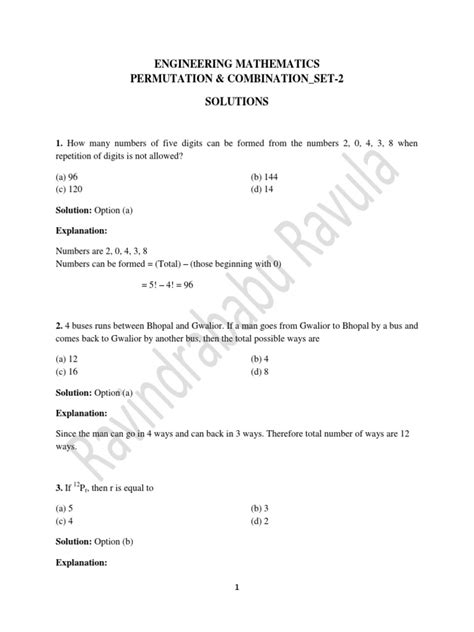 Em S13 Permutation Combination Set 2 Pdf Mathematics