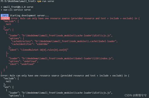 Info Starting Development Server Error Error Rule Can Only Have One
