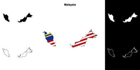 Malaysia Blank Outline Map Set 46856050 Vector Art At Vecteezy