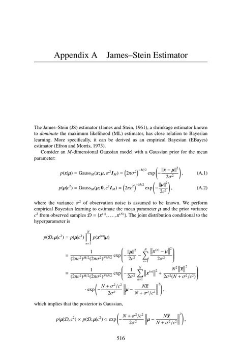 James Stein Estimator Appendix A Variational Bayesian Learning Theory