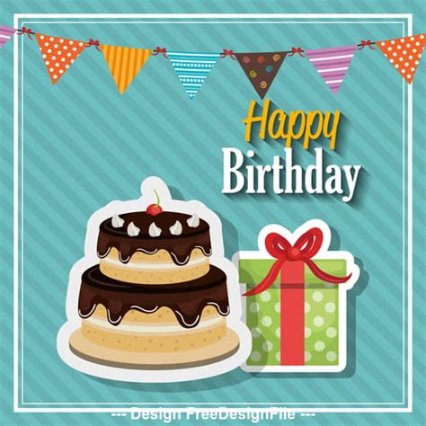 아름 다운 생일 인사말 카드 벡터 Eps Uidownload