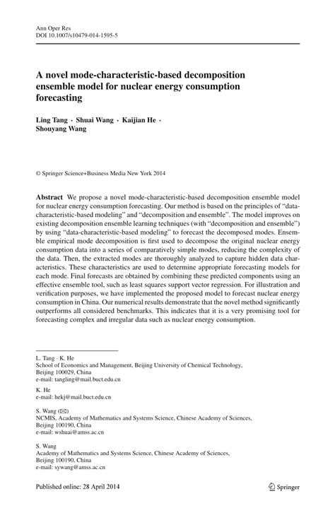 Pdf A Novel Mode Characteristic Based Decomposition Ensemble Model