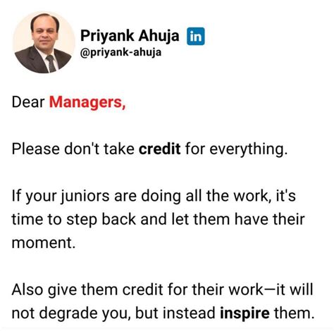 Always Give Credit To Your Team Members For Their Relentless Hard Priyank Ahuja 119 Comments