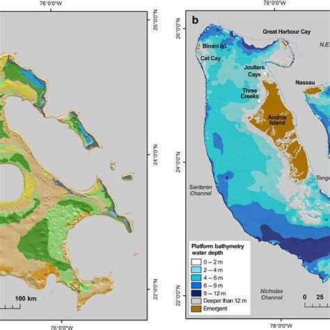 A Map Of Depositional Facies Sediment Types And B Bathymetric