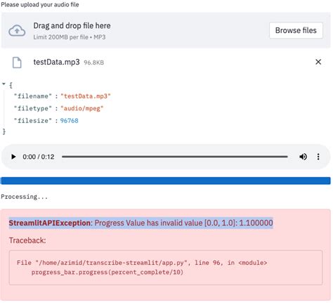 Progress Bar Error Streamlitapiexception Progress Value Has Invalid