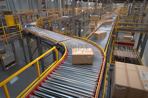 자동화 된 물류 창고의 컨베이어 벨트