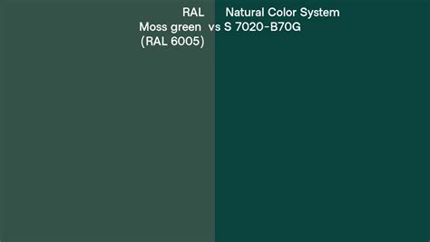 Ral Moss Green Ral 6005 Vs Natural Color System S 7020 B70g Side By
