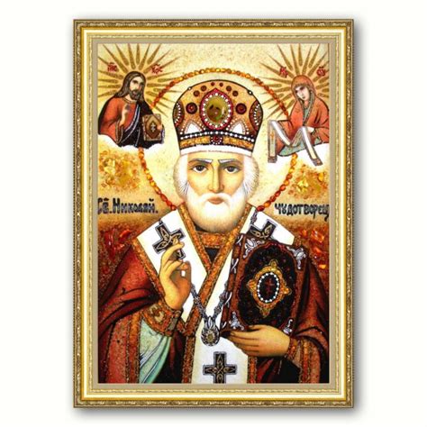 Ікона Святий Миколай з бурштину купити в Україні за привабливою ціною Ukraine Amber