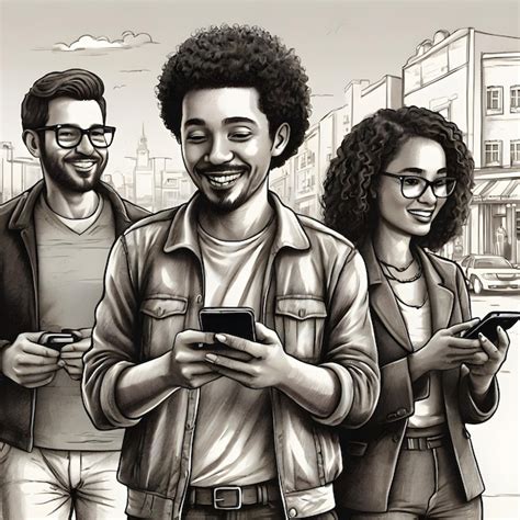 Fashionable People With Their Smart Devices Premium Ai Generated Image