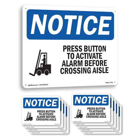 Press Button To Activate Alarm Osha Notice Rigid Plastic Sign 10 Inch X