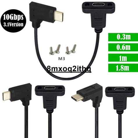 Usb 3 1 Type C公對母延長線帶面板安裝螺絲孔10gbps鍍金90度彎頭 蝦皮購物