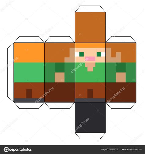 Paper Pixel Character Papercraft Classic Blocks Layout Paper Detailed Diagram Stock Vector By