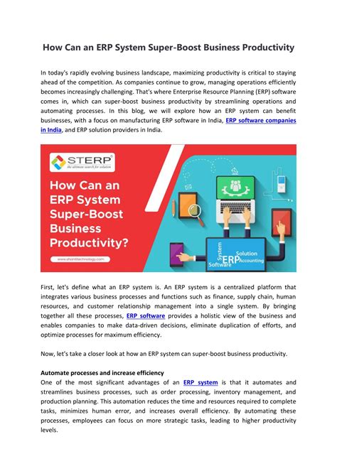 Ppt How Can An Erp System Super Boost Business Productivity Powerpoint Presentation Id 12116675