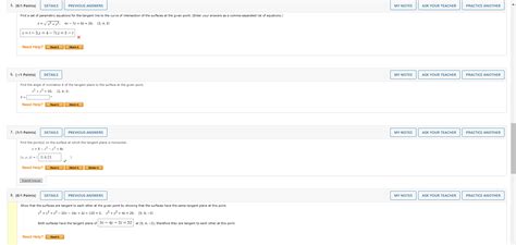 Solved Find A Set Of Parametric Equations For The Tangent