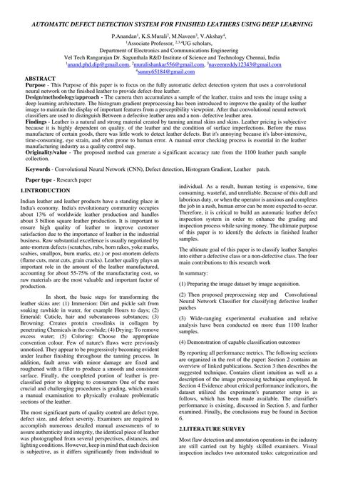 Solution Automatic Defect Detection System For Finished Leathers Using Deep Learning Major
