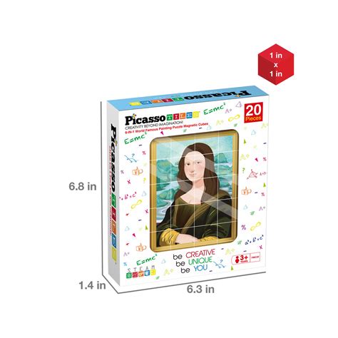 Picassotiles 20pc 1 Magnetic Puzzle Cubes Famous World Paintings