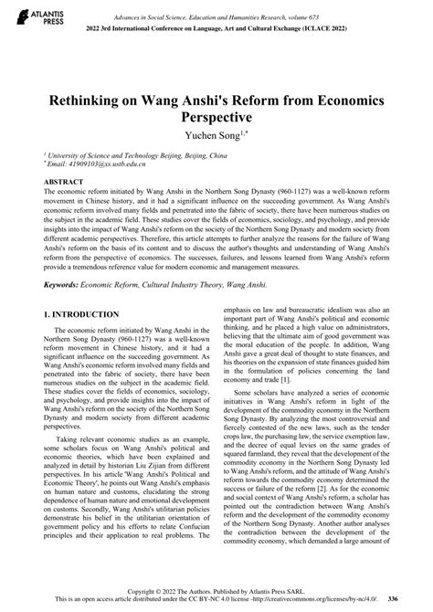 Pdf Rethinking On Wang Anshis Reform From Economics Perspective