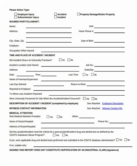 Accident Report Template Word Peterainsworth