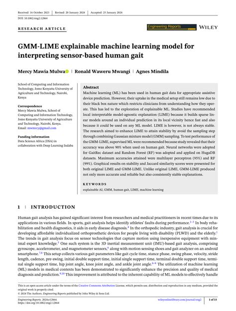 Pdf Gmm‐lime Explainable Machine Learning Model For Interpreting Sensor‐based Human Gait