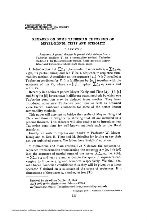 Pdf Remarks On Some Tauberian Theorems Of Meyer Konig Tietz And Stieglitz