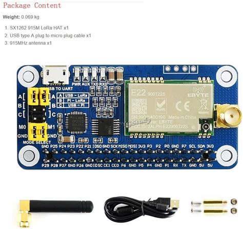 sx1262 lora hat covers 915mhz frequency band with spread spectrum