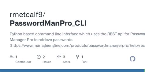 Github Rmetcalf9passwordmanprocli Python Based Command Line Interface Which Uses The Rest