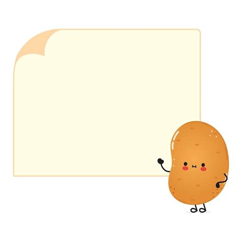 귀여운 재미있는 감자 포스터 캐릭터 터 손으로 그린 만화 카와이 캐릭터 일러스트레이션 고립 프리미엄 벡터