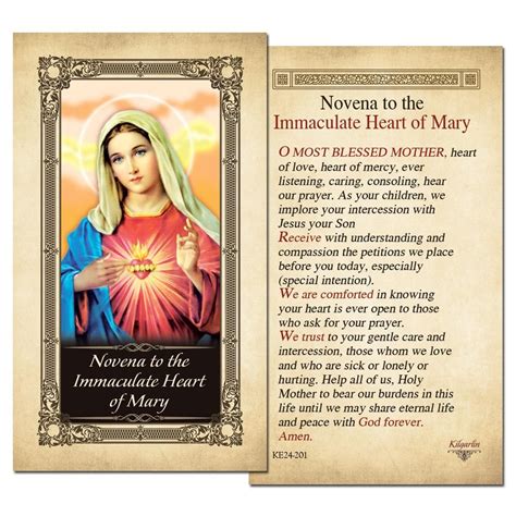 Novena Prayer To The Immaculate Heart Of Mary Laminated Prayer