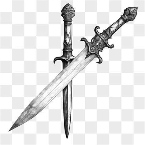 Download Intricate Drawing Of Two Swords Sketches Online Creative Fabrica