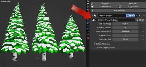 Stylized Trees With Snow Geometry Nodes Blendernation Bazaar