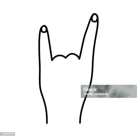 바위 중금속 손 제스처 흰색의 벡터 일러스트레이션 인덱스 위로 두 손가락과 작은 손가락 개념에 대한 스톡 벡터 아트 및 기타 이미지 Istock