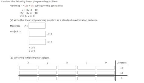 Solved Consider The Following Linear Programming Problem