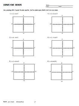 Polar Functions Graphing TI Reference Sheet Plus Worksheet By Joan Kessler