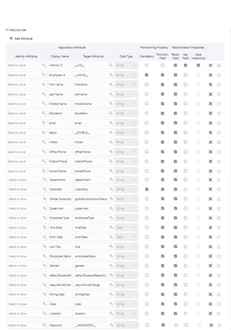 Attribute Mappings For The Target Application