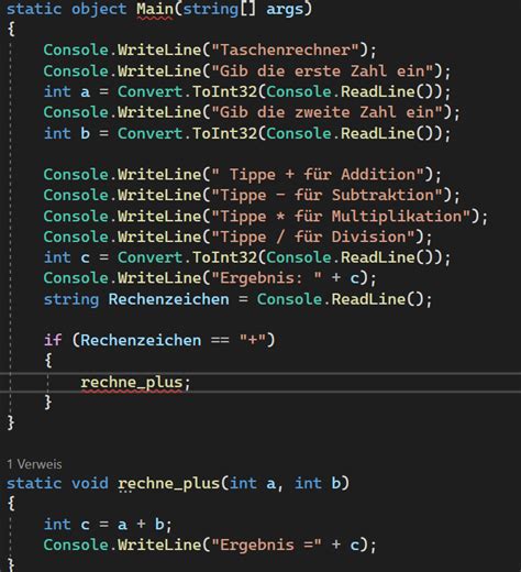 C Taschenrechner Programmiersprache C Sharp