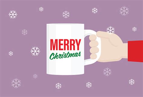 축하 시간을 위해 크리스마스 컵과 눈송이를 배경으로 들고 있는 손 손에 대한 스톡 벡터 아트 및 기타 이미지 손 커피잔 12월 Istock