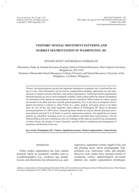 Pdf Visitors Spatial Movement Patterns And Market Segmentation In Washington Dc