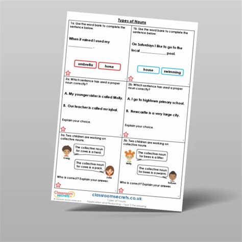 Year 3 Types Of Nouns Application And Reasoning Resource Classroom Secrets