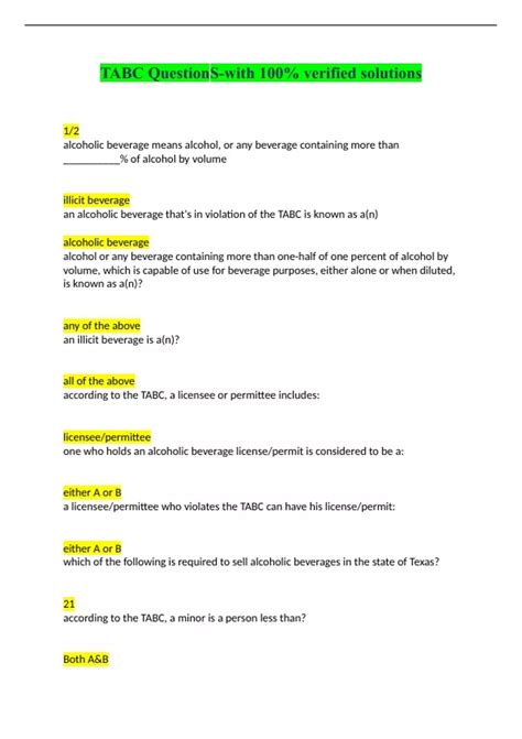 Tabc Questions With 100 Verified Solutions Tabc Stuvia Us