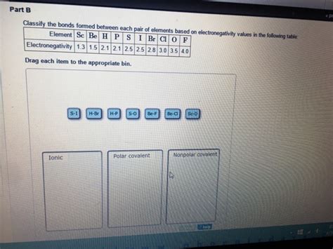 solved classify the bonds formed between each pair of ele