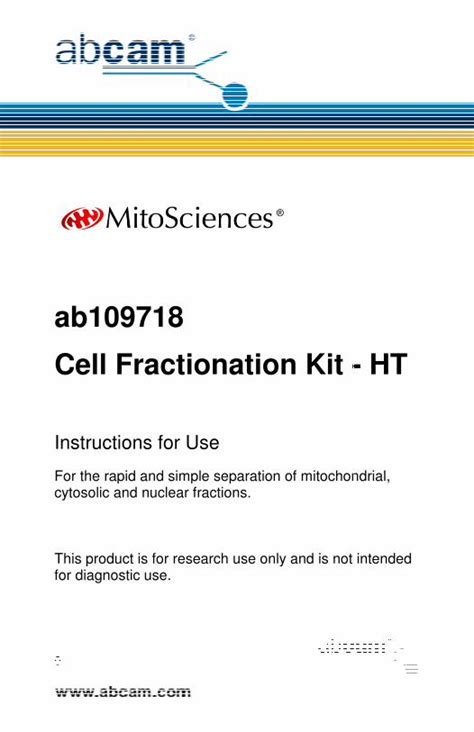 Pdf Ab109718 Cell Fractionation Kit Ab109718 Cell Fractionation Kit Ht 2 1 Introduction
